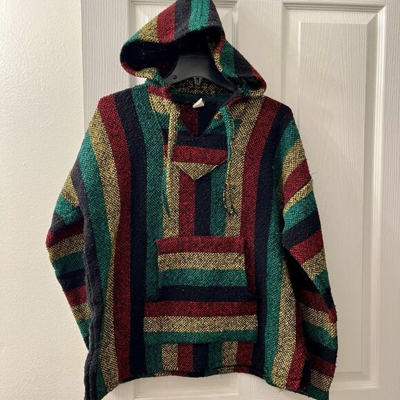 Molina | Shirts | Vtg Baja Jacket L Molina Rasta Striped Pullover Drug ...